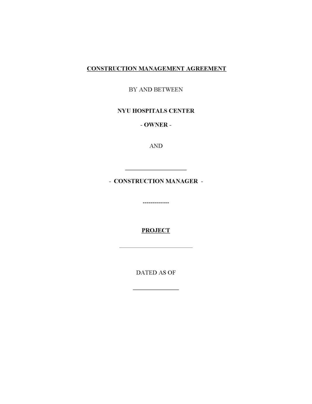 Construction Management Agreement Sample PDF - PDF Gate