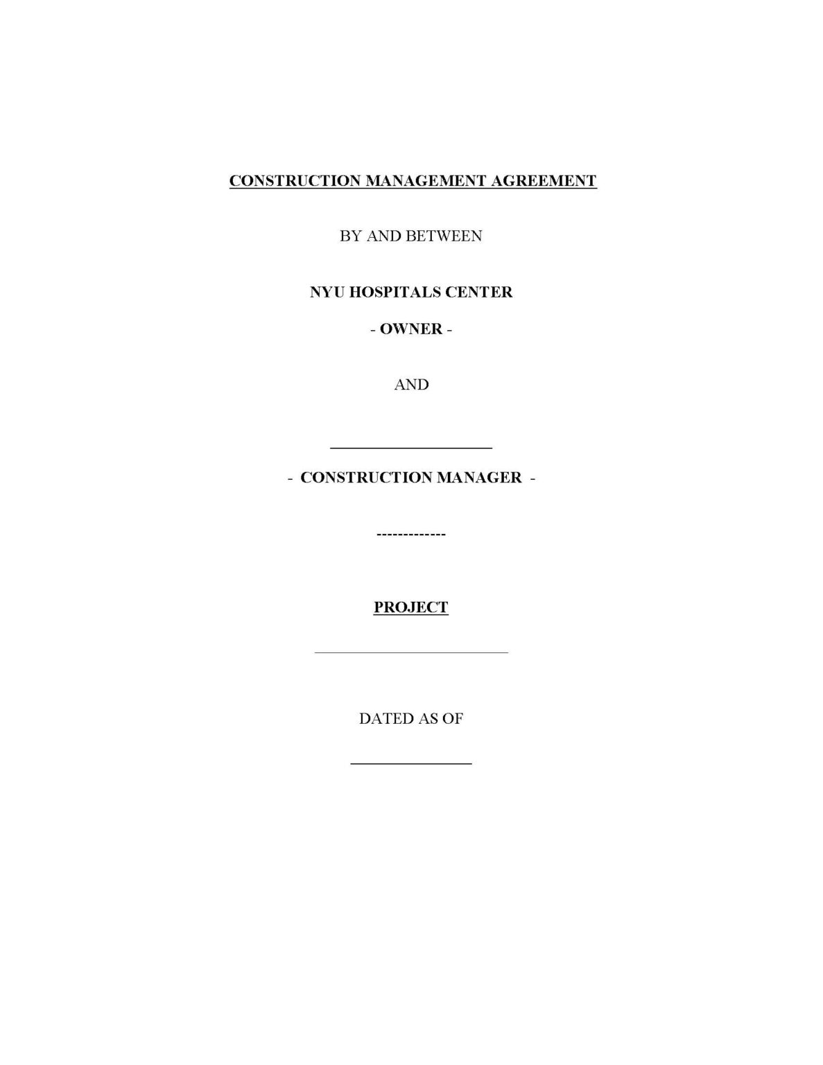 Construction Management Agreement Sample PDF - PDF Gate